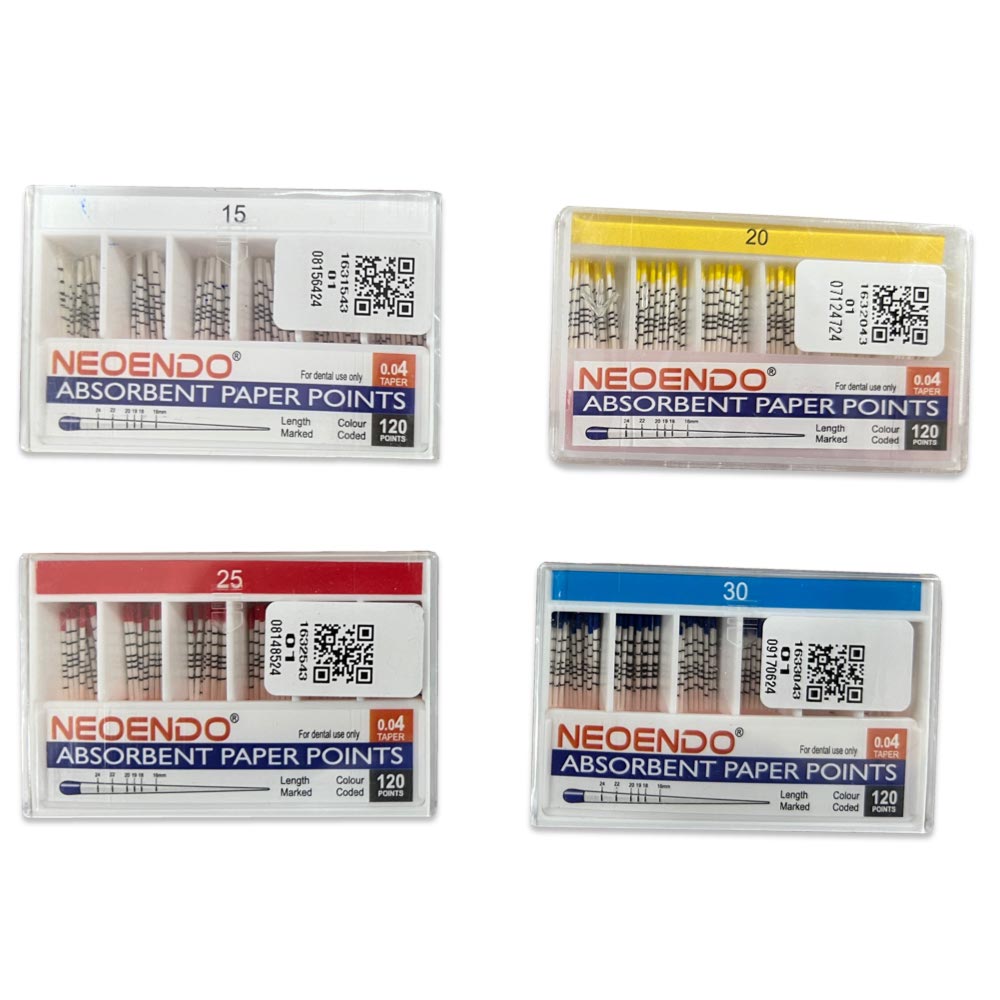 NeoEndo 4% 120 Paper Points | Length Marked and Color Coded – amplemeds